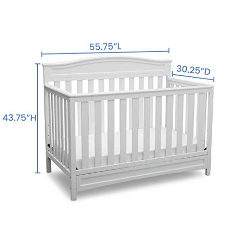 Delta Children Emery 4-in-1 Crib, White with Twinkle Stars Crib & Toddler Mattress