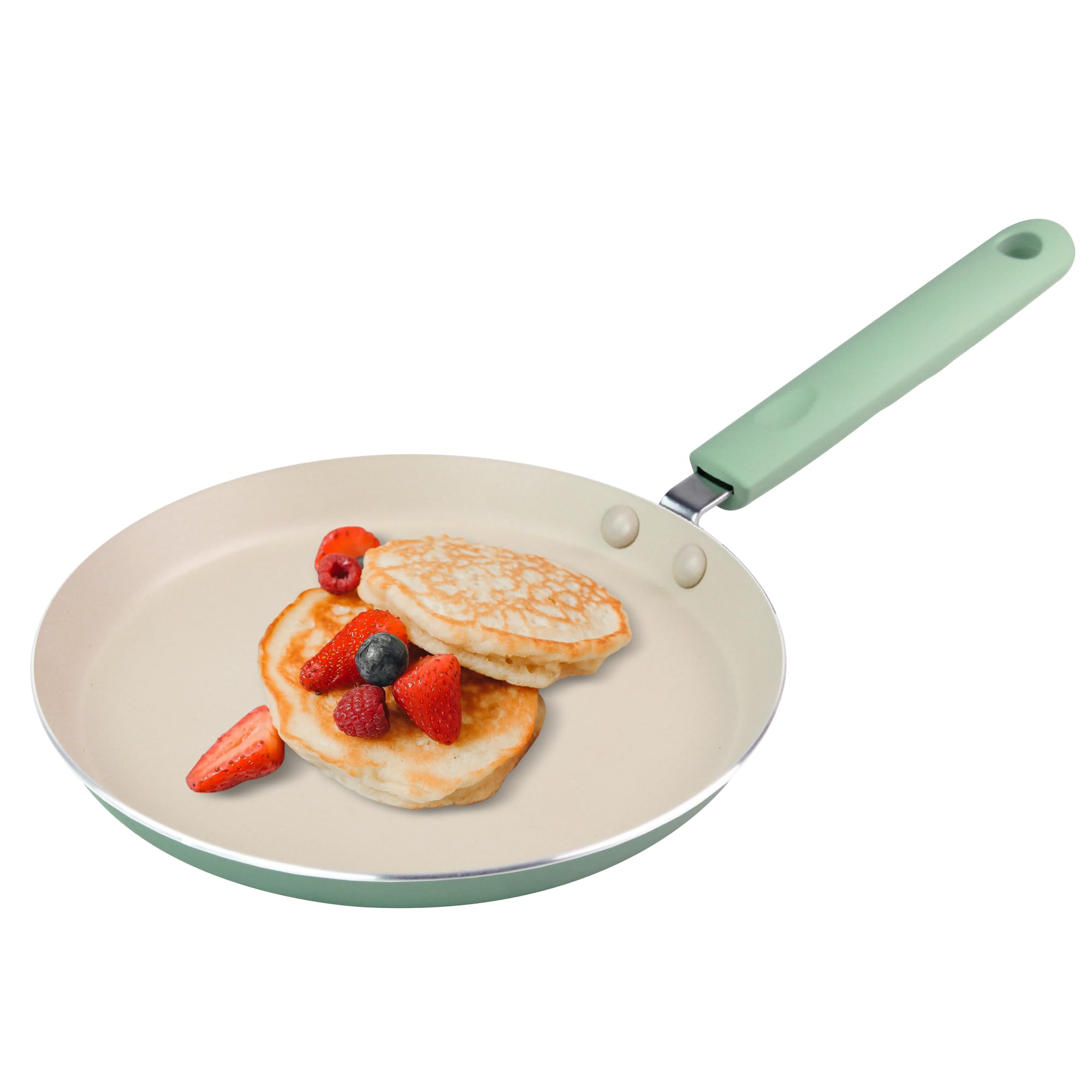 LECOOKING Crepe Pan, Dosa Pan, 8.7 inch Nonstick Crepe Pan, Dosa Tawa Tortilla Pan, Induction Compatible (Green)