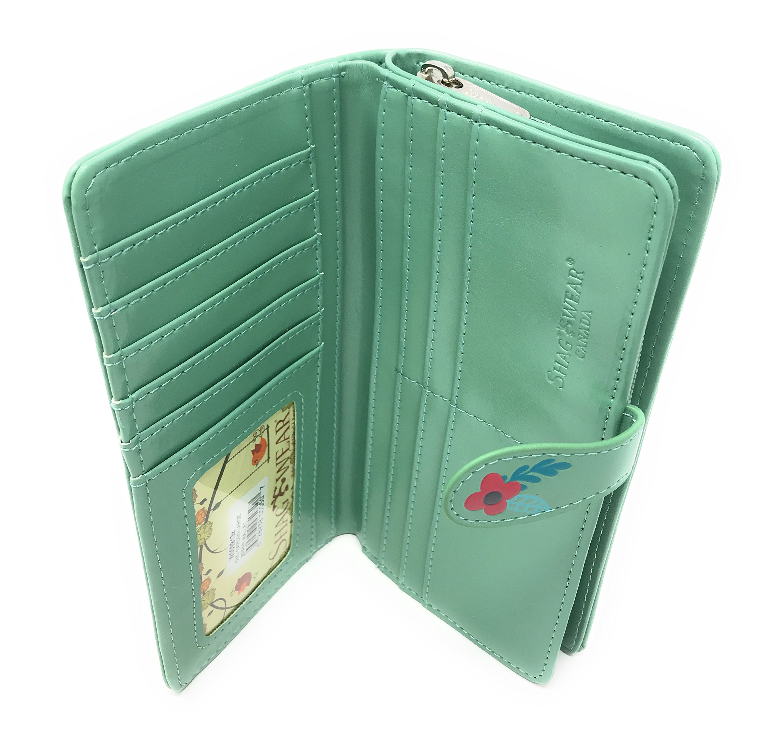 Shag Wear Bird Wallet for Women 7" (Owl Garden Green)