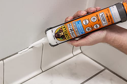 Gorilla Waterproof Caulk & Seal 100% Silicone Sealant, White, 10oz Cartridge (Pack of 1)