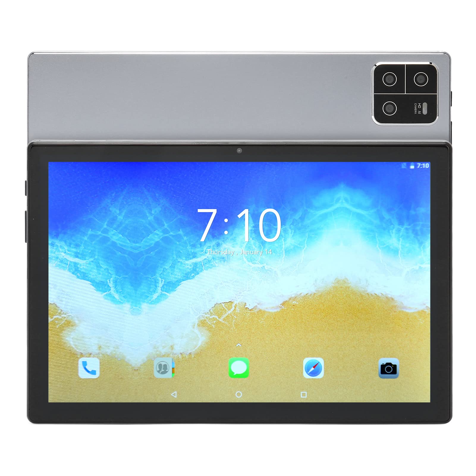 DAUZ Office Tablet, 10 Inch 8800mAh Octa Core CPU Tablet PC 8GB RAM 128GB ROM Silver Color for Family (US Plug)