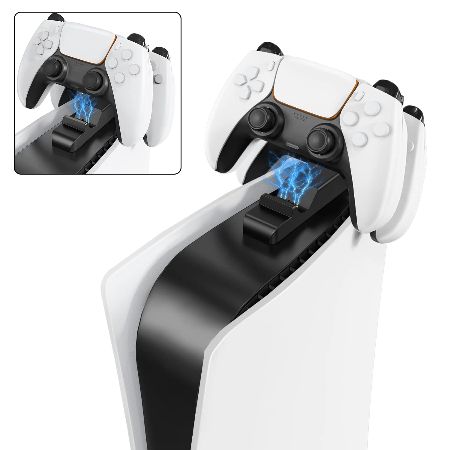 Controller Charging Station for PS5, Tendak Upgraded Fast Dual Controller Charging Stand Compatible with 5, PS 5 Charger Dock Accessories Replacement for DualSense Charging Station - Black