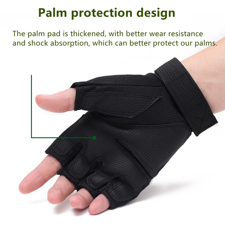 NICEGURDEN Men's Fingerless Breathable Workout Gloves Tactical Combat Shooting Motorcycle Weight Lifting Gloves (M)