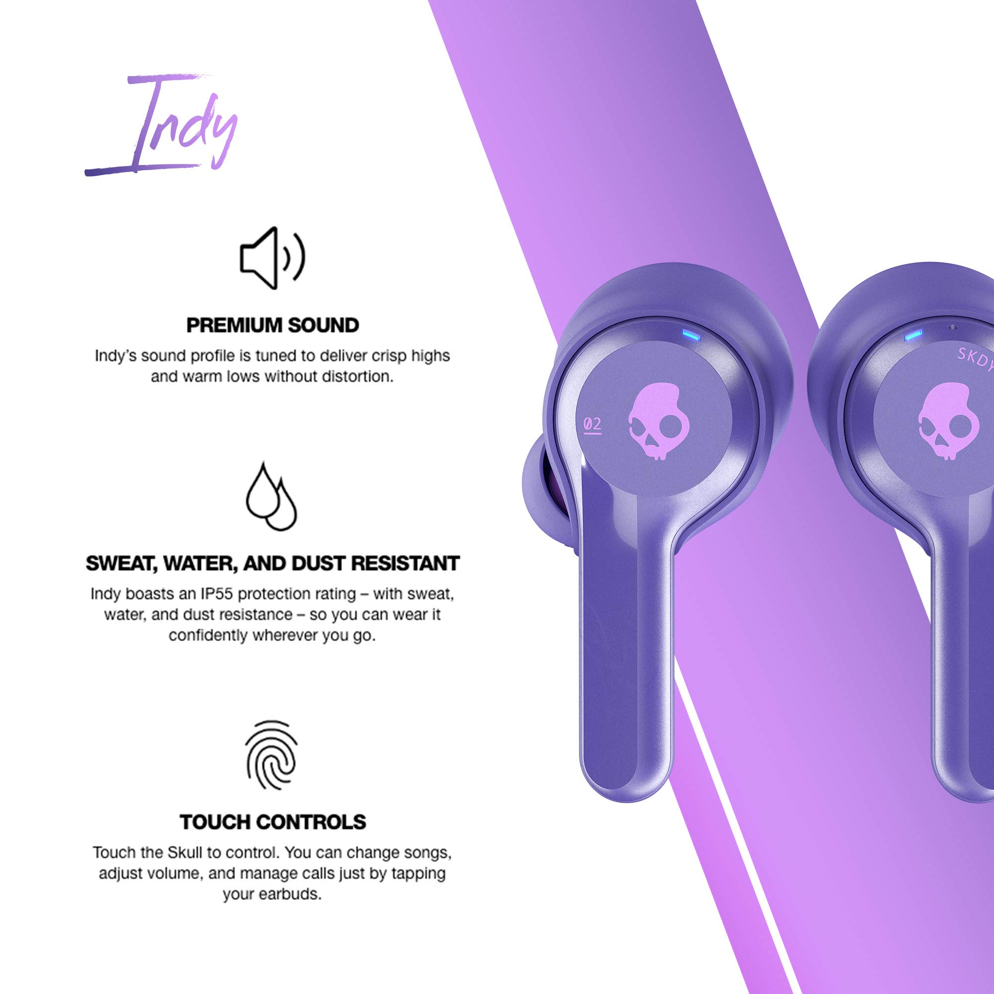 Skullcandy Indy True Wireless In-Ear Earbud - Purple