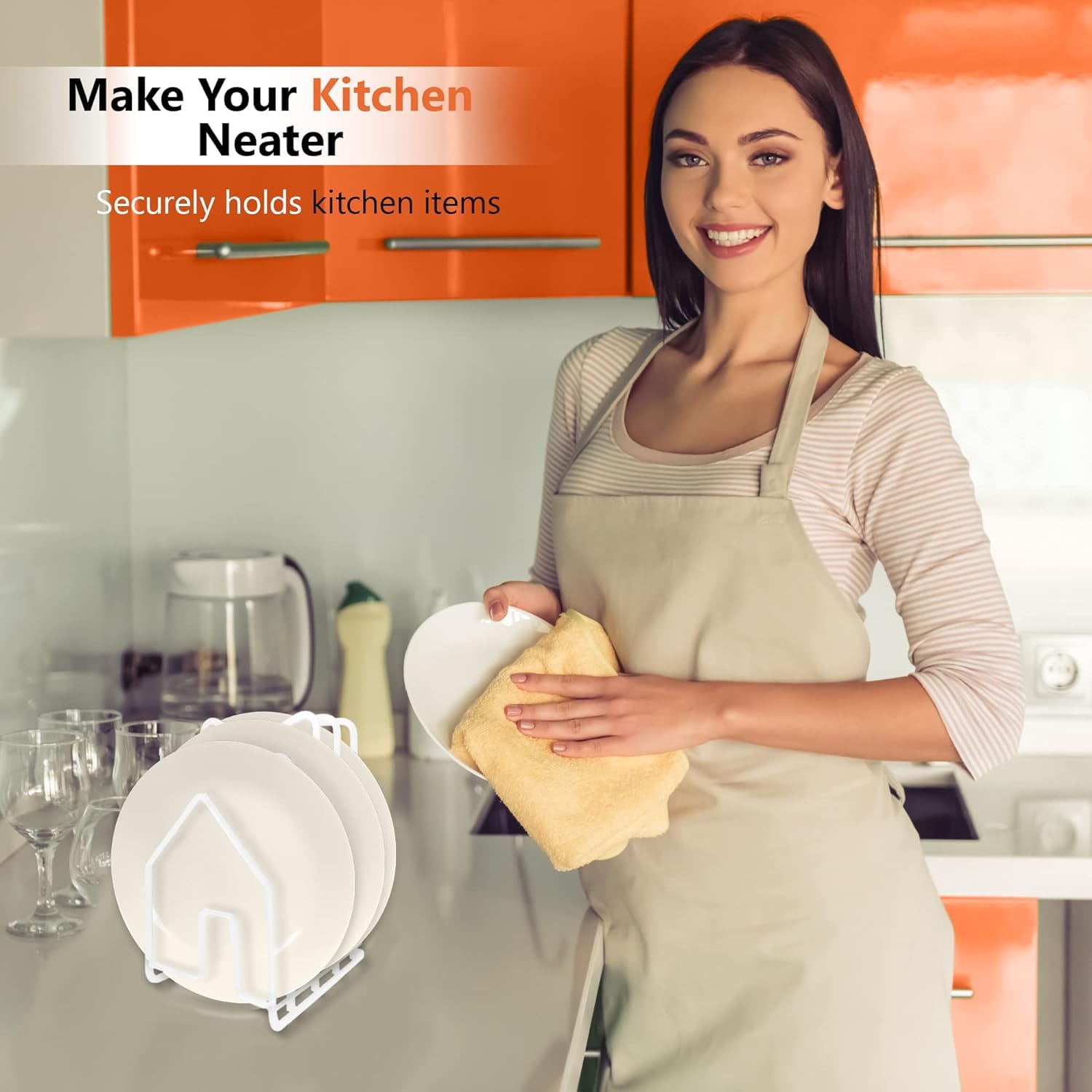 Cutting Board organizer-Streamline Your Kitchen with a 4-Slot Board Organizer- Keep Countertops Clutter-Free and Pots and Pans Neatly Stacked - Measures 12.5x14.5 (White)