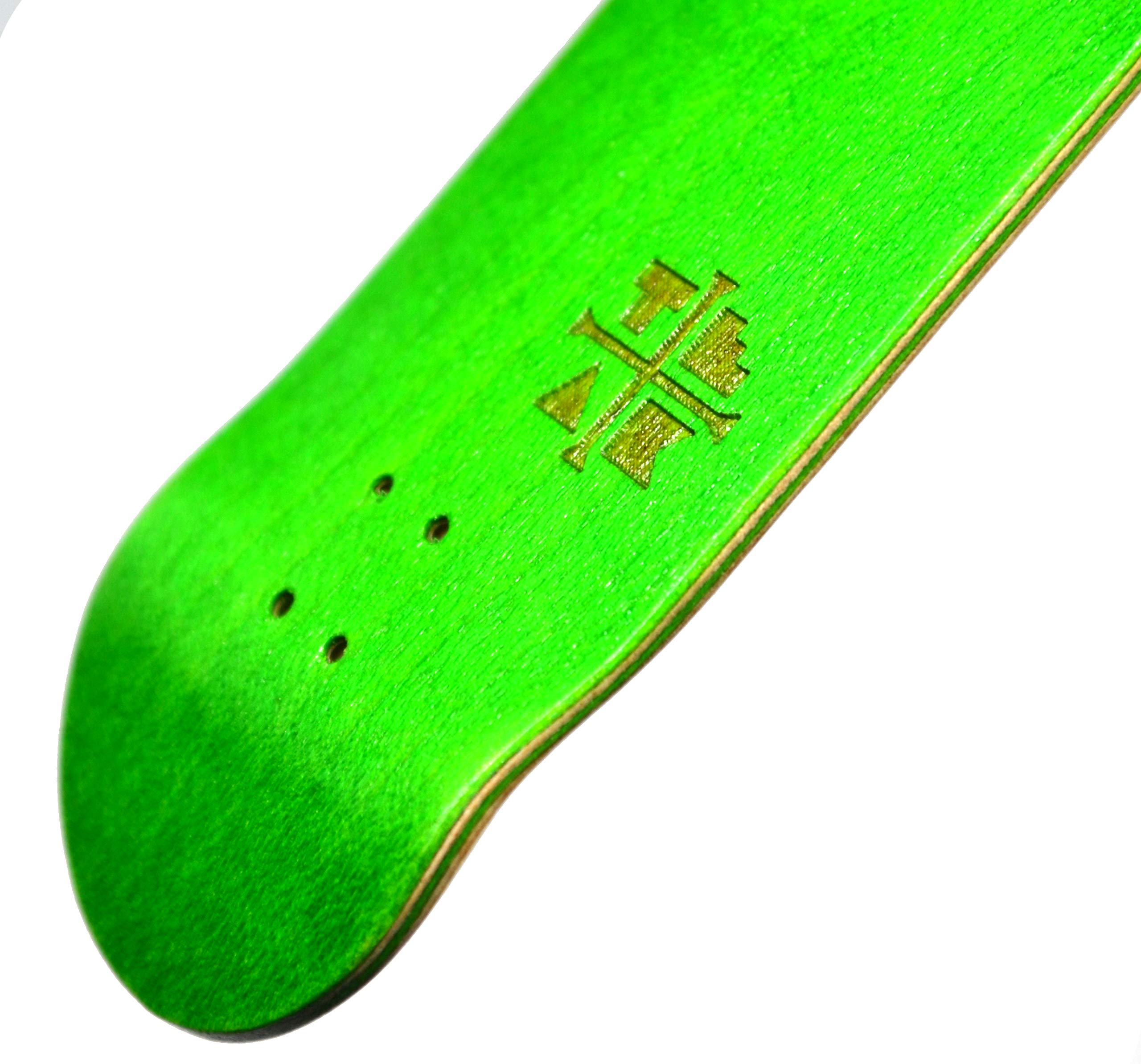 Teak Tuning Prolific Wooden Fingerboard Deck, Ghillie Green - 34mm x 97mm - Handmade, Pro Shape & Size - Five Plies Wood Veneer - Includes Prolific Foam Tape