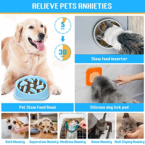 MooonGem 3 PCS Slow Feeder Dog Bowls, Lick Mat for Dogs, Dog Slow Feeder Insert with Strong Suction for Large Medium Small Dogs Cats, Dog Licking Pad, Puzzle Feeding Bowl Mat for Pets