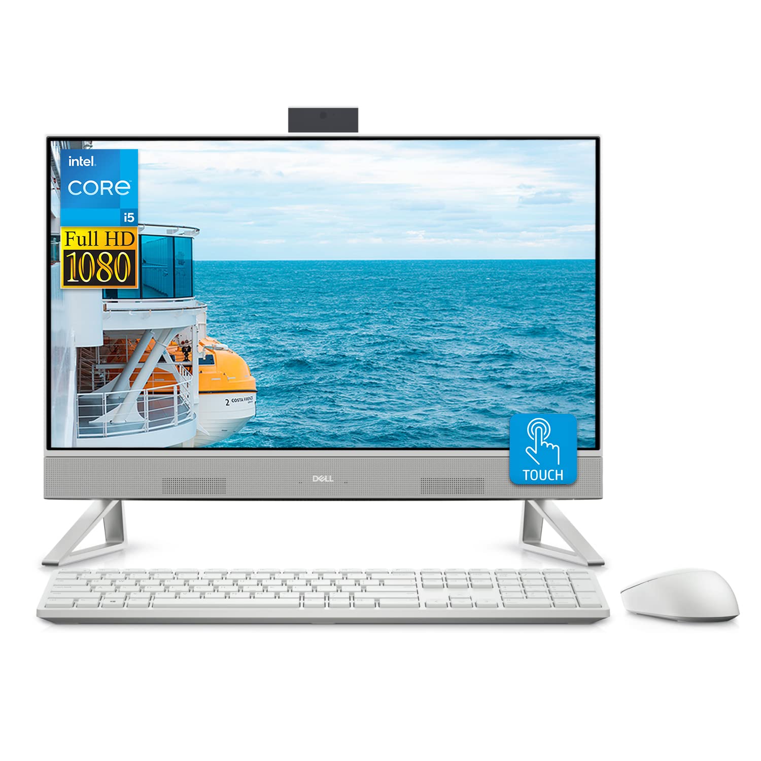 Dell Inspiron 5410 All-in-One Desktop, 23.8" FHD IPS Touchscreen, 12th Gen Intel Core i5-1235U Processor, 32GB RAM, 1TB SSD, Dual Screen Support, Webcam, Microphone Input, WiFi6, Windows 11