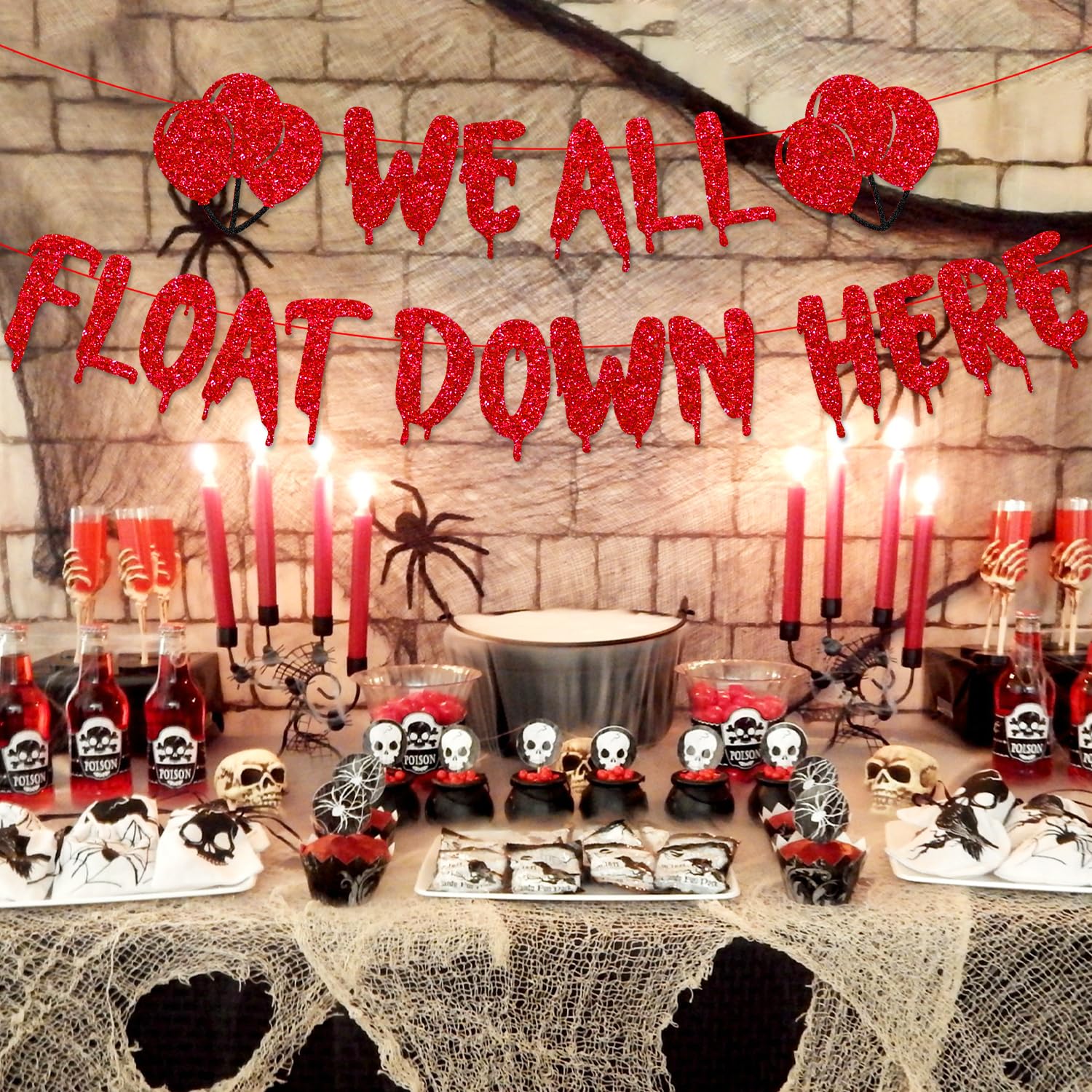 Halloween Party Decorations We All Float Down Here Banner Hallow Bloody Backdrop Have a Killer Party Decor Horror Scary Creepy Spooky Halloween Decor