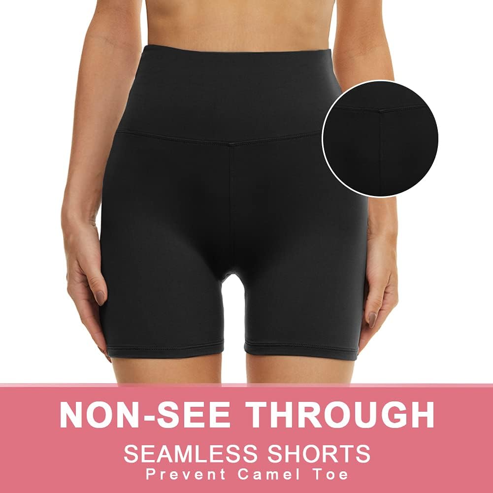 CAMPSNAIL 2 Pack Biker Shorts Women - 5" High Waist Workout Tummy Control Spandex Shorts for Gym Athletic Yoga