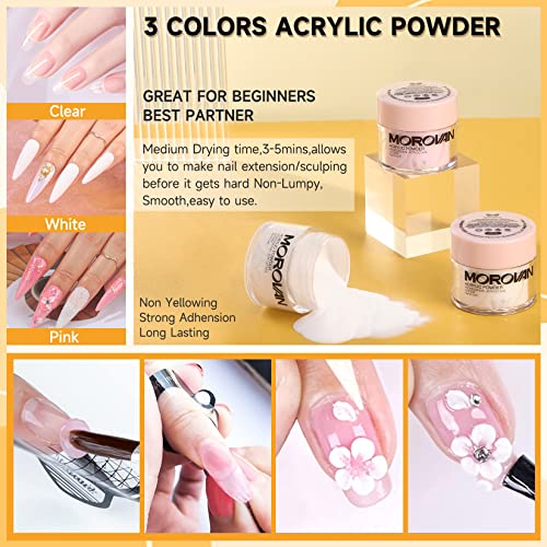 Morovan Acrylic Nail Kit with Drill - Professional Nail Kit Acrylic Set with Everything for Beginners Glitter Acrylic Powder for Nail Extension DIY Complete Starter Set