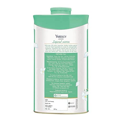 Yardley London Jasmine Perfumed Talcum Powder - 250 g. 8.8 oz, Deodorizing Talc