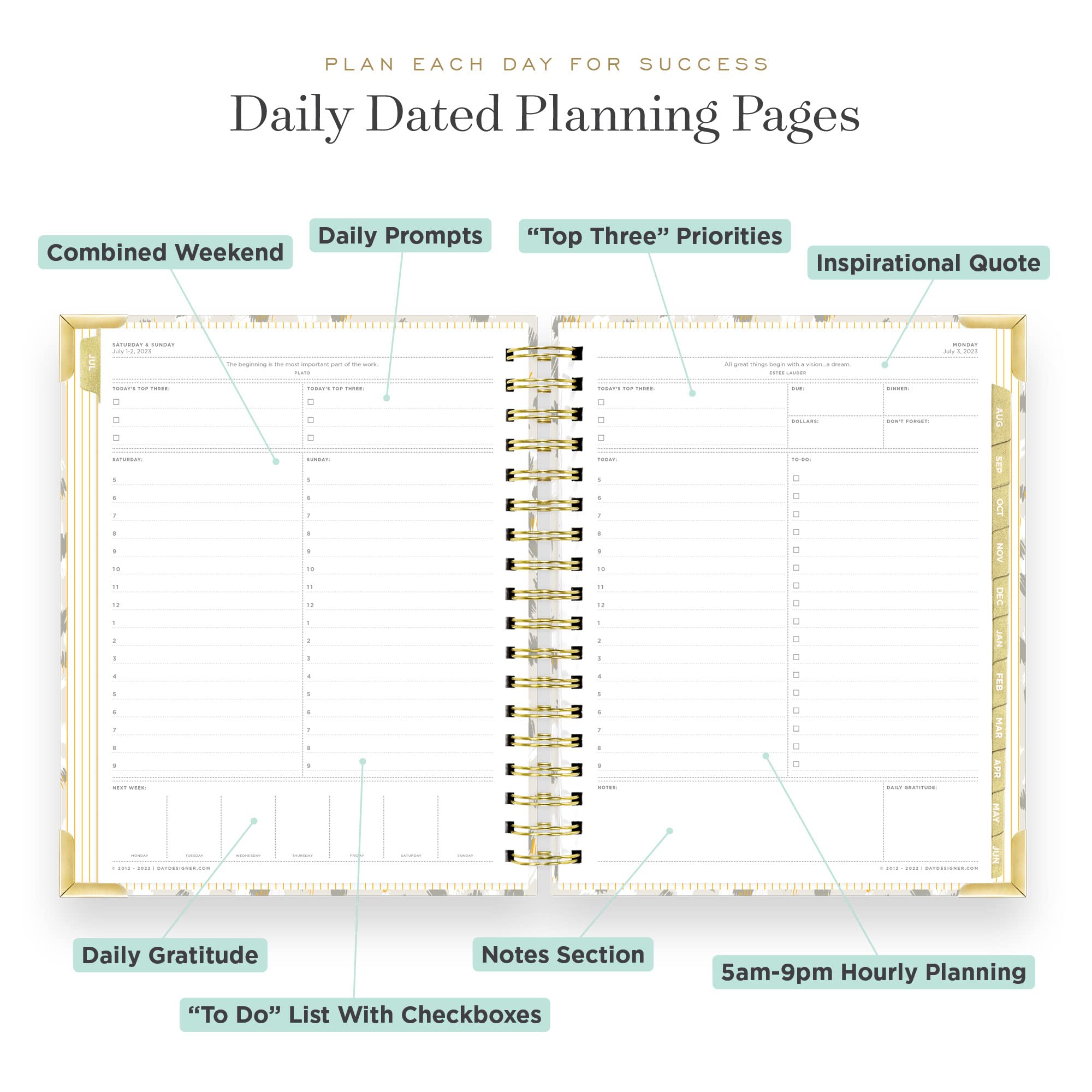 Day Designer 2023-2024 Daily Planner, July 2023 - June 2024, 7.4x9.5 Page Size (Chic)