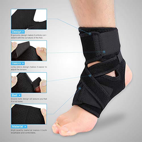 GOTOTOP Ankle Brace,Adjustable Breathable Foot Support,Daytime Splint with Heel Strap That Fits in Shoe,Foot Arch Pain Relief and Sprains,Black