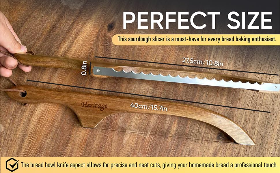 Generic Heritage Cutlery Bread Knife for Homemade Bread - Time-Saving & Easy Slicing - Perfect Bread Cutter for Sourdough Bread - Premium Finish, Ergonomic Design, No Mess, Large, Brown