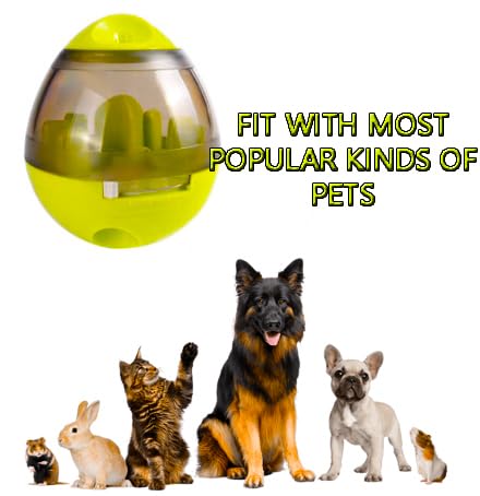 Generic Pet Enrichment Toy Ball with Interactive for Activity Structure, Treat Dispenser Feeder for Dog, Rabbit, Hamster, Cat, Guinea Pig and More. (Green-Yellow)