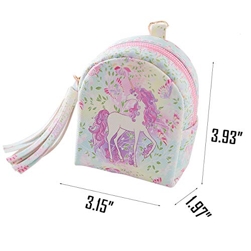 DRESHOW BQUBO 5 Pack Unicorn Gifts for Girls Drawstring Backpack/Makeup Bag/Necklace/Coin Purse Unicorn Set