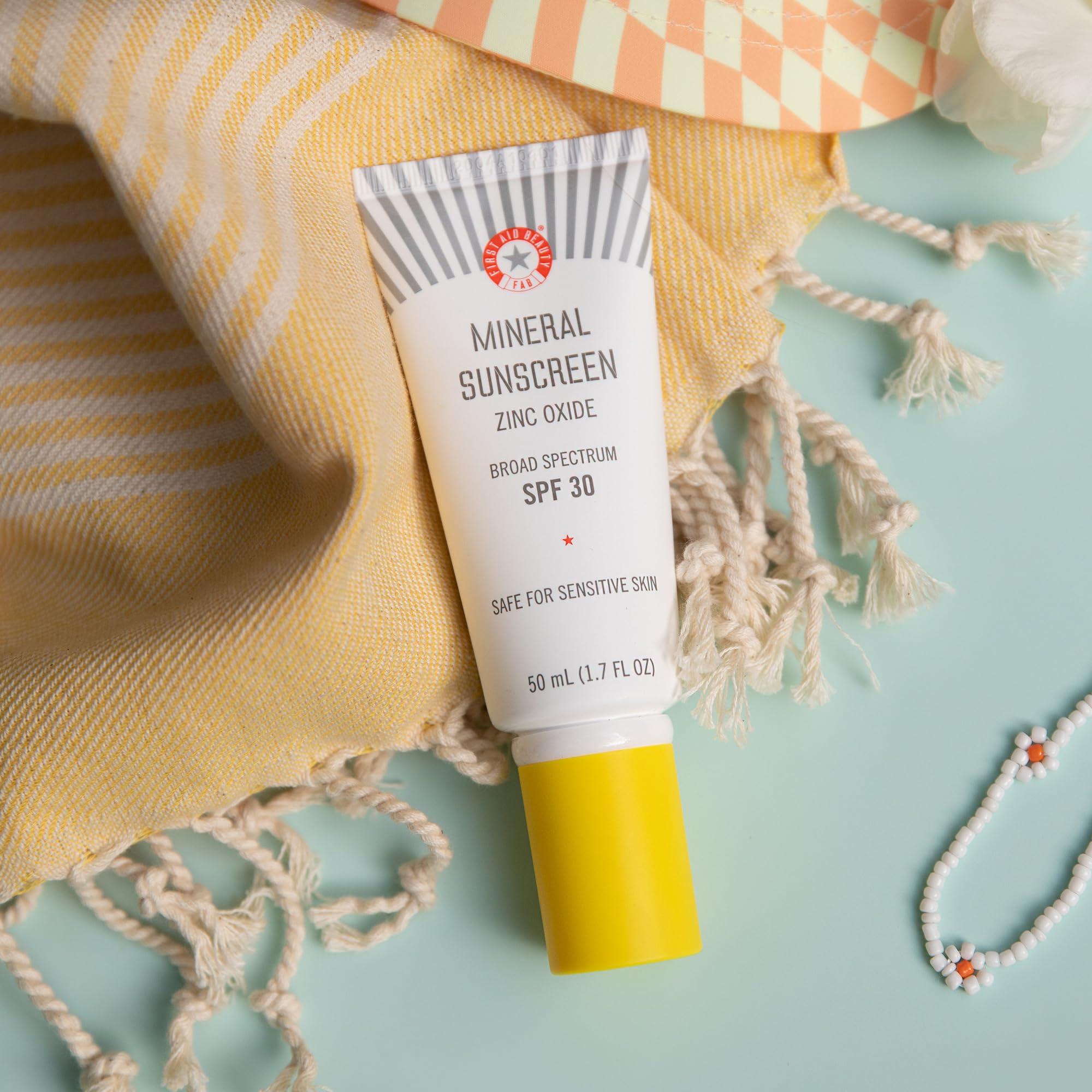 First Aid Beauty Mineral Sunscreen β Zinc Oxide, Broad Spectrum, SPF 30 β Sun Protection with no White Cast β 1.7 oz