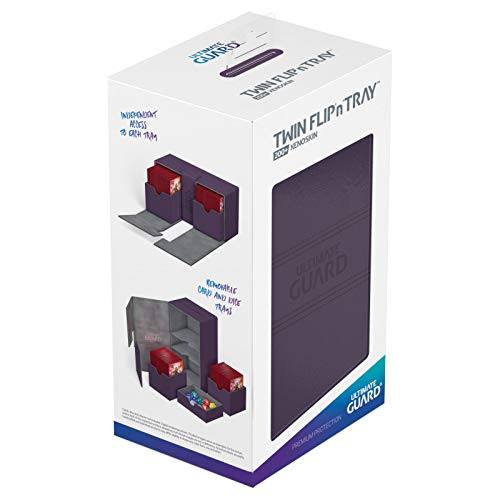 Ultimate Guard Flip 'n' Tray 200+, Deck Case for 200 Double-Sleeved TCG Cards + Dice Tray, Purple/Grey, Magnetic Closure & Microfiber Inner Lining