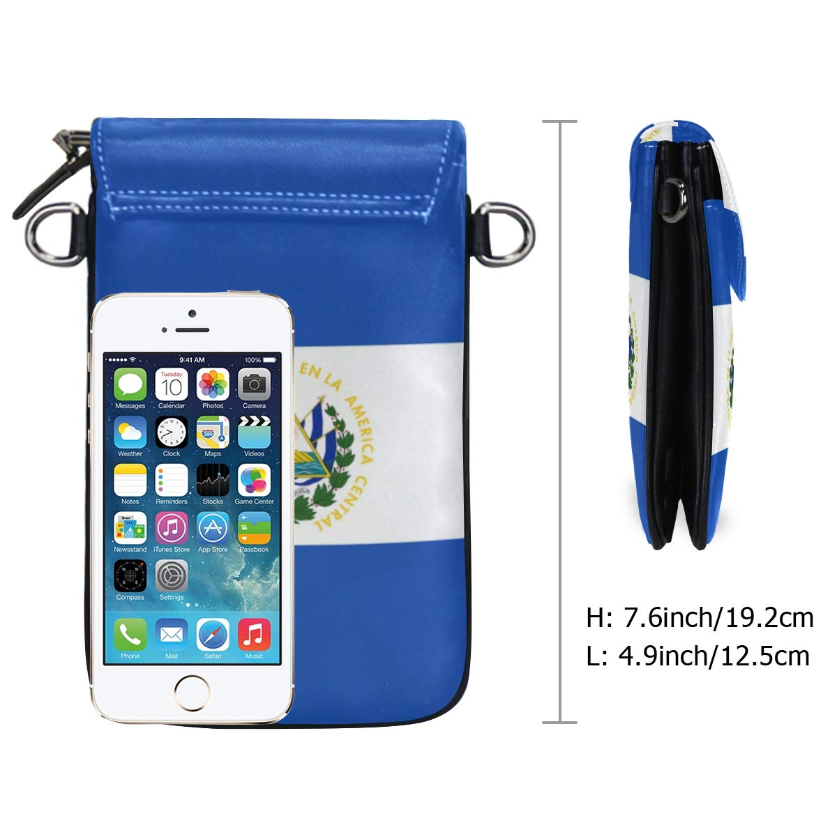 Small Crossbody Cell Phone Purse for Women, Mini Messenger Shoulder Bag Wallet with Credit Card Slots El Salvador Flag