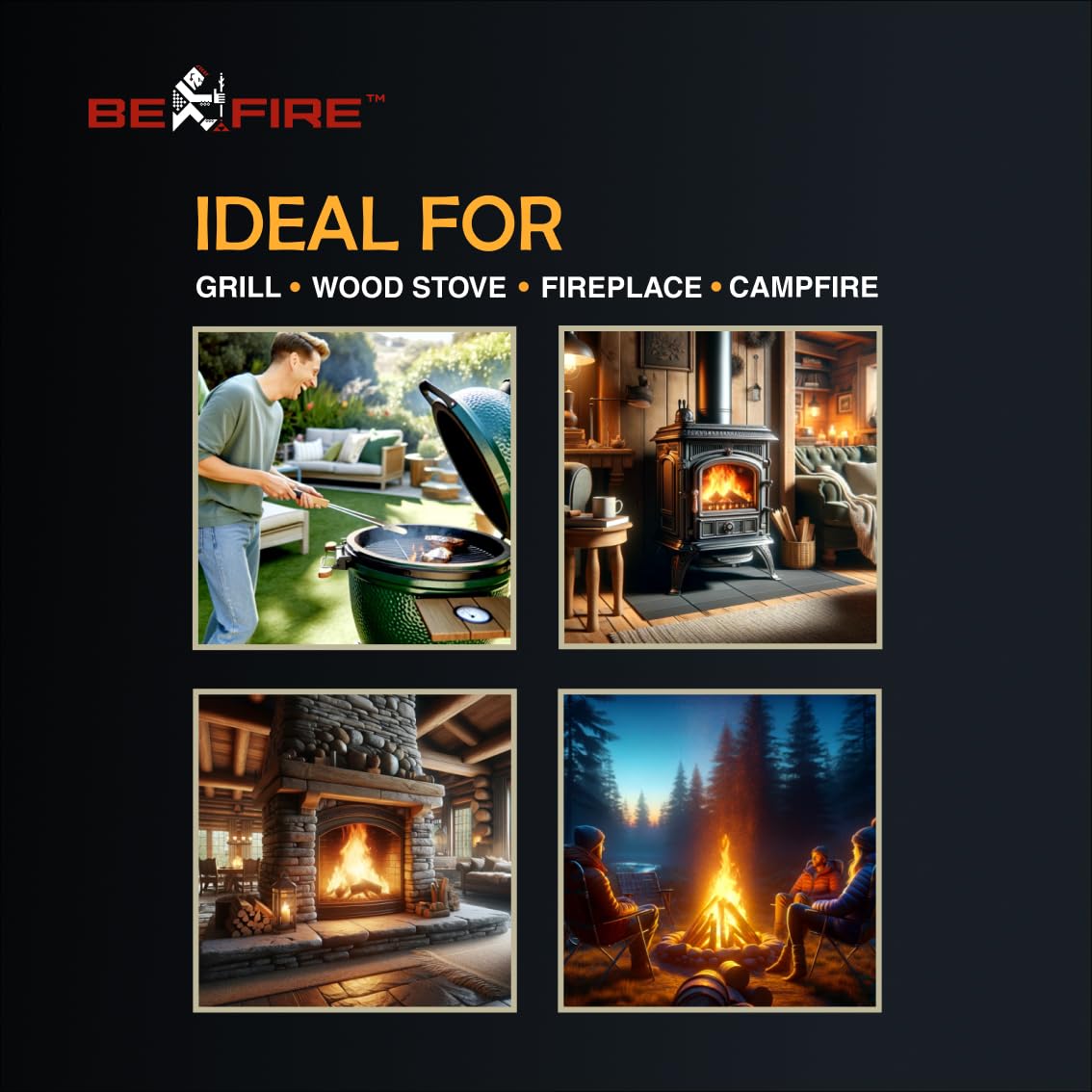 Fire Starter • 80 pcs Natural Fire Starters 15+ Min Burn Time Firestarters for Indoor Fireplace, Campfires & Camping, Wood Stove, Grill • Water Resistant and Long-Lasting