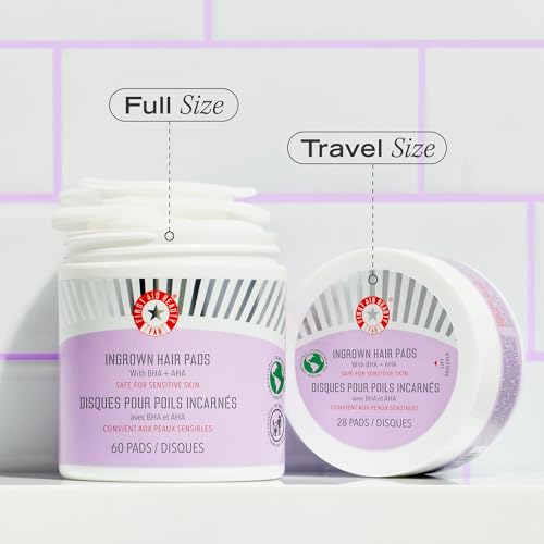 First Aid Beauty Ingrown Hair Pads with BHA + AHA – Ingrown Treatment Pads Exfoliate to Help Prevent Razor Bumps – For Underarm + Bikini Area – Compostable for Daily Use – 60 pads