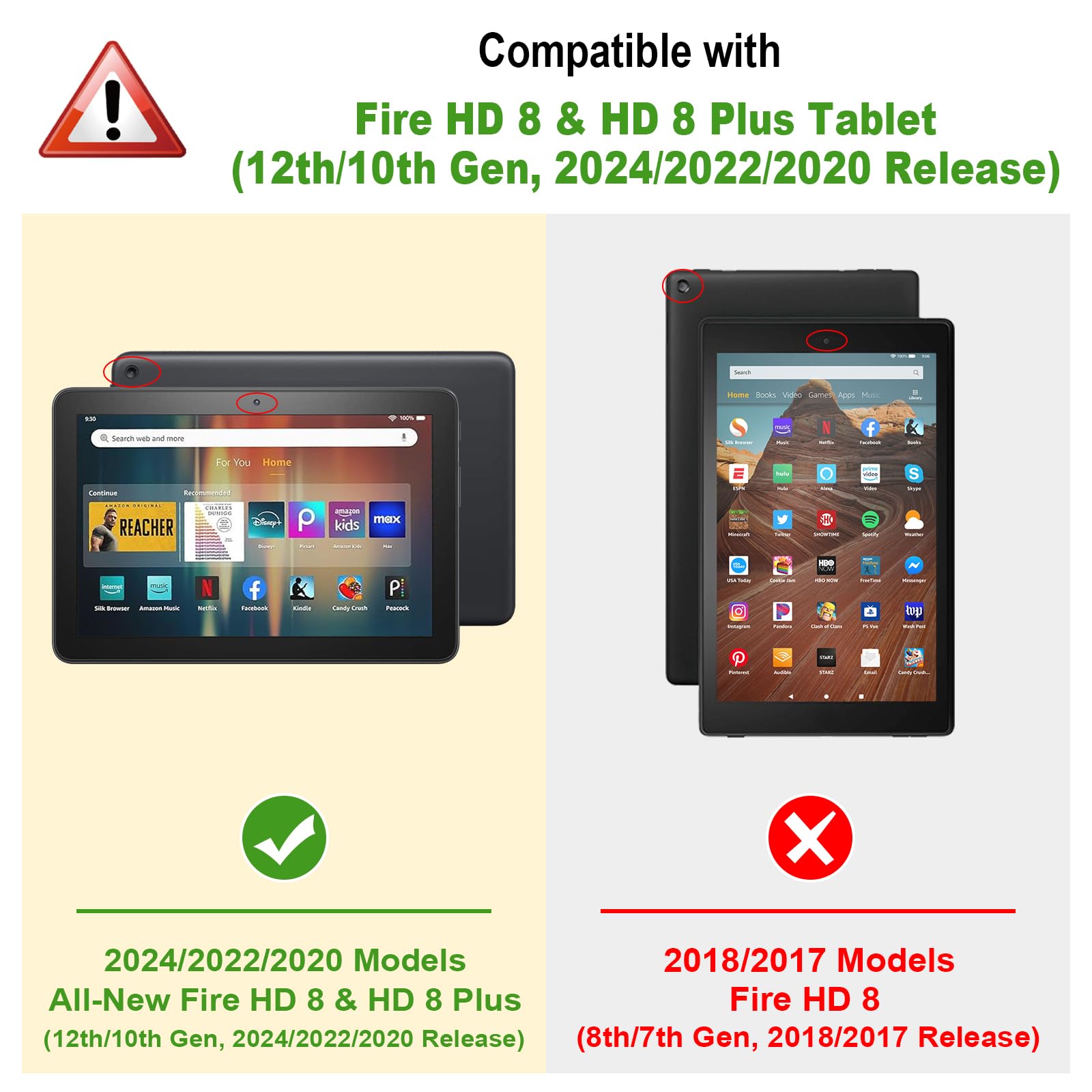Fintie Slim Case for Kindle Fire HD 8 & Fire HD 8 Plus Tablet (12th Generation 2024/2022 & 10th Generation 2020 Release) - Ultra Lightweight Slim Shell Stand Cover with Auto Wake/Sleep, Black