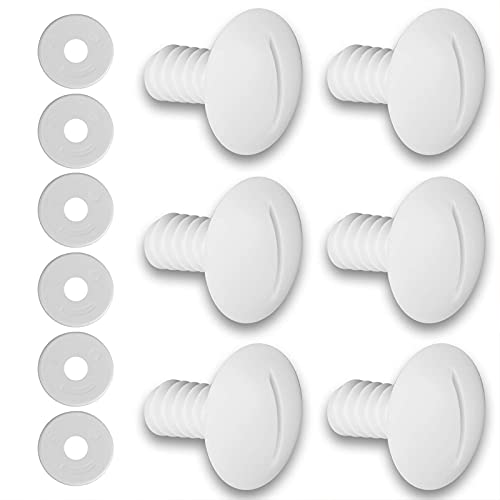 HENMI Plastic Wheel Screws (Pack of 6 Screws) for Polaris Pool Cleaner 180/280 with Extra 6 PCS Washers Pool Cleaner Replacement Parts C55 C-55, White