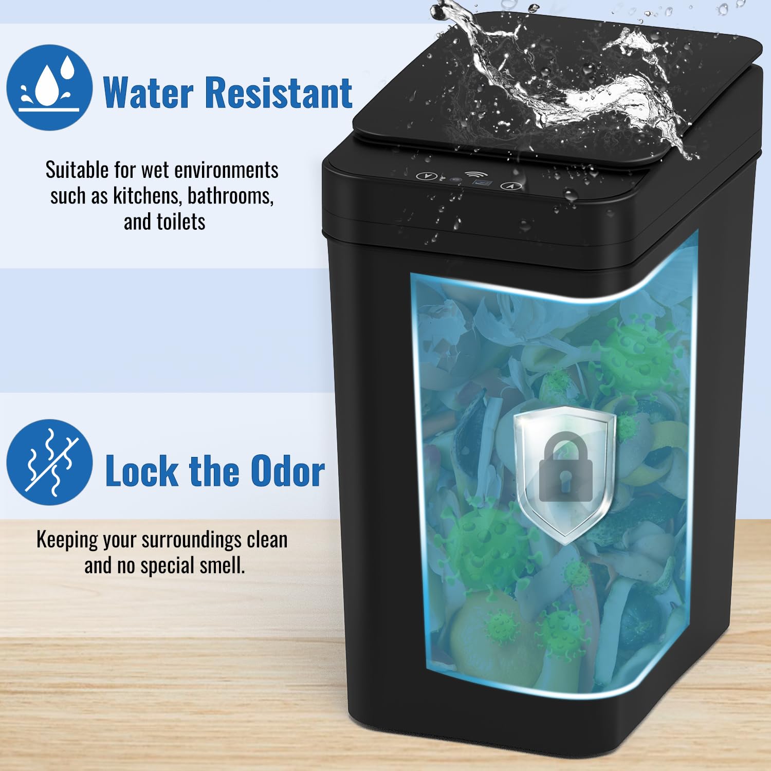 LMQML Bathroom Trash Can, 4 Gallon Automatic Motion Sensor Touchless Garbage Can; with Extra Trash Container, Waterproof Trash Bin with Lid, Smart Electric Trash Can for Kitchen, Office, Bedroom-White