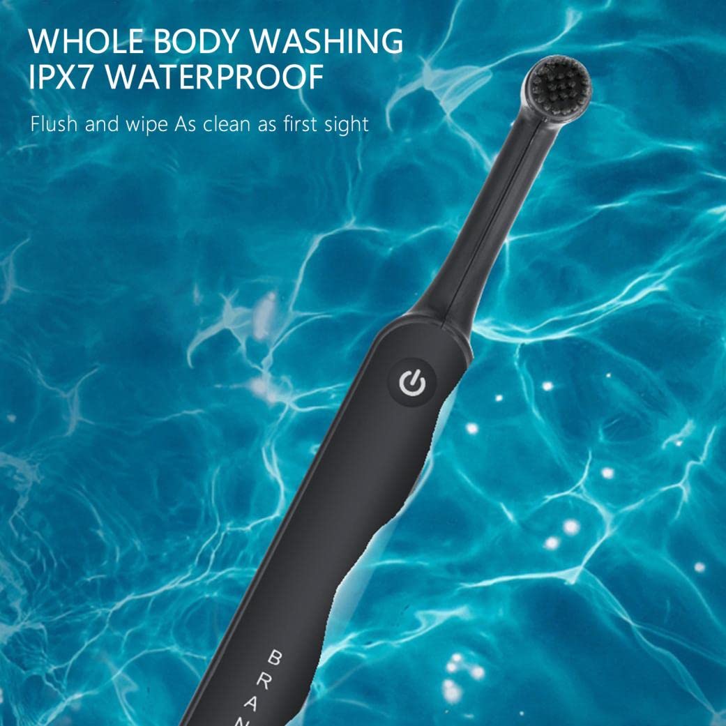 Firzero Electric Toothbrush for Adults, Waterproof Rotary Toothbrush with 4 Brush Heads, Portable USB Rechargeable Soft Bristle Vibrating Toothbrush with Two Gears Net Tooth Mode (Black)