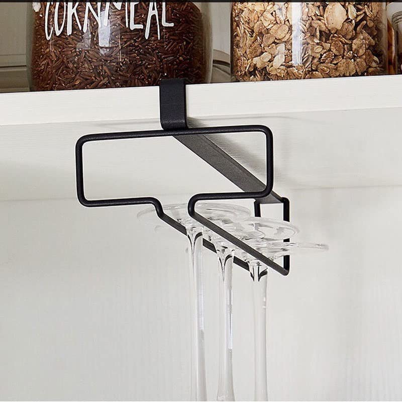 DHDM Stemware Inverted Storage Shelf Wine Glass Holder Hanging Iron Rack Champagne Goblet Cup Under Cupboard (Color : D)