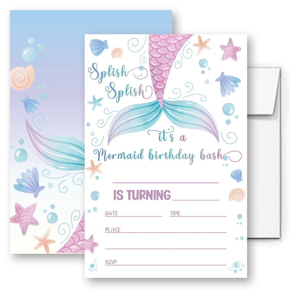 LoaHak Mermaid Birthday Party Invitation, Under The Sea Birthday, mermaid birthday decorations, under the sea party decorations.(017)