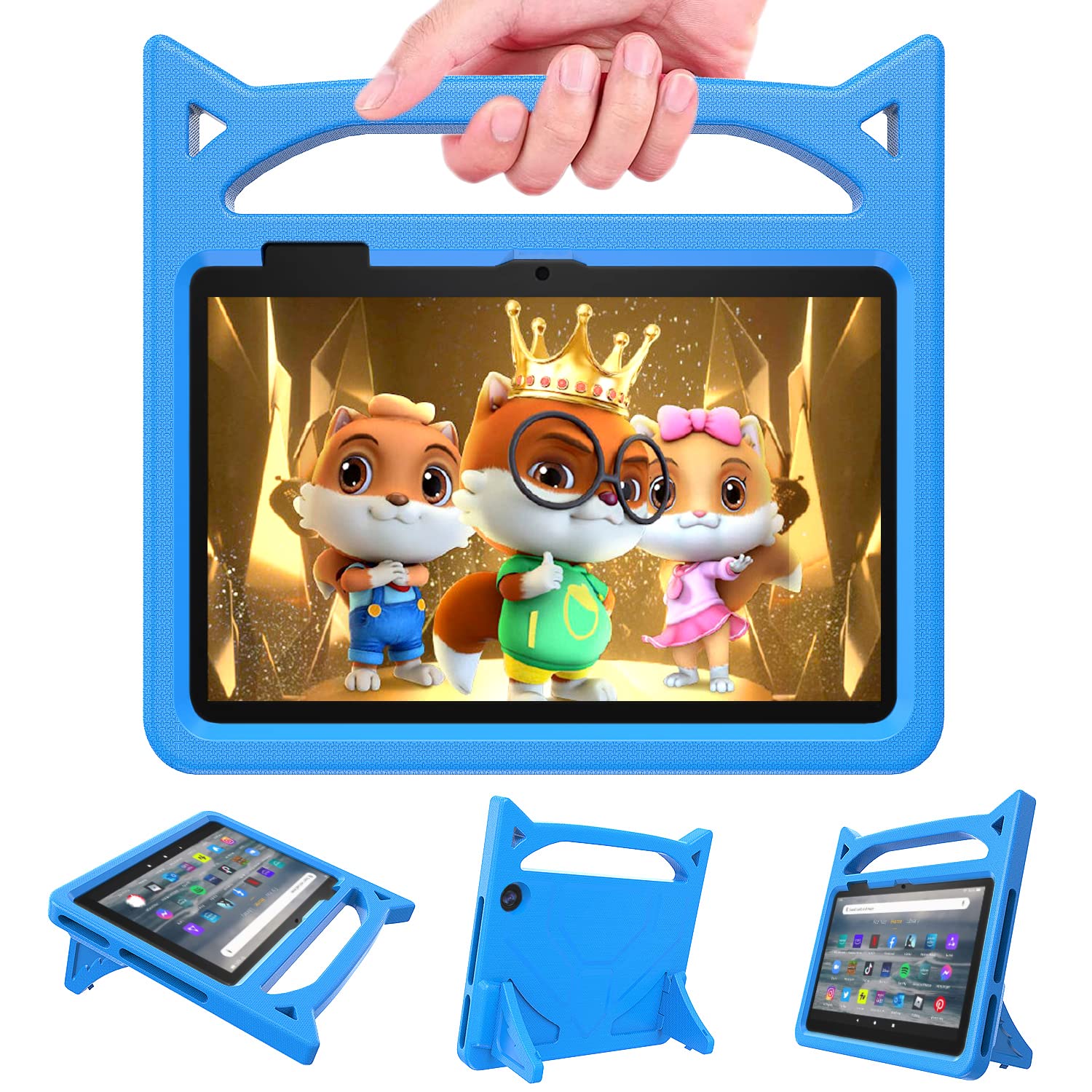 Fire 7 Tablet case for Kids, 7β 12th Generation (2022 Release),Riaour Light Weight Shockproof Kid-Proof Protective Cover with Handle Built-in Foldable Kickstand for Amazon fire 7 Tablet,Rose