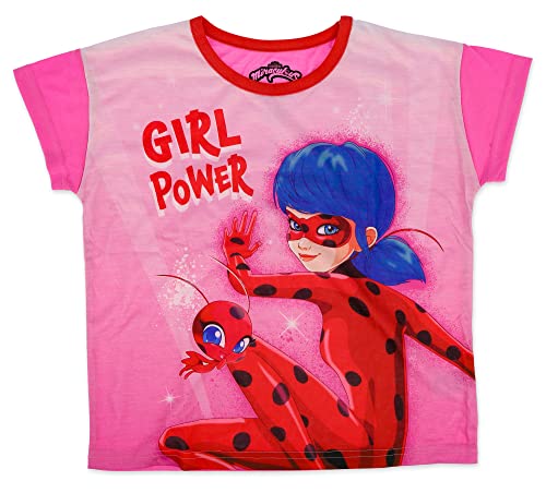 Miraculous Ladybug Girls Pajama Set, 2-Piece T-Shirt and Shorts Set, Red, Girls' Size 6/6X