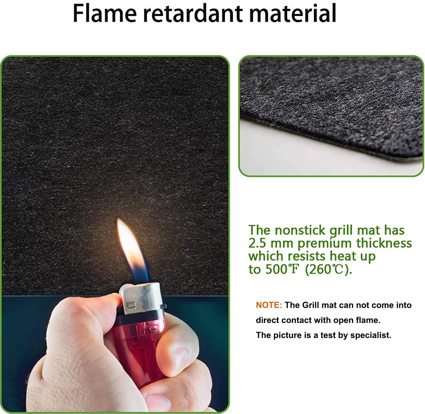 Fireproof Fireplace Hearth Rug Non Slip Protection Mat Flame Resistant Pad for Fireplace, Stove Protection