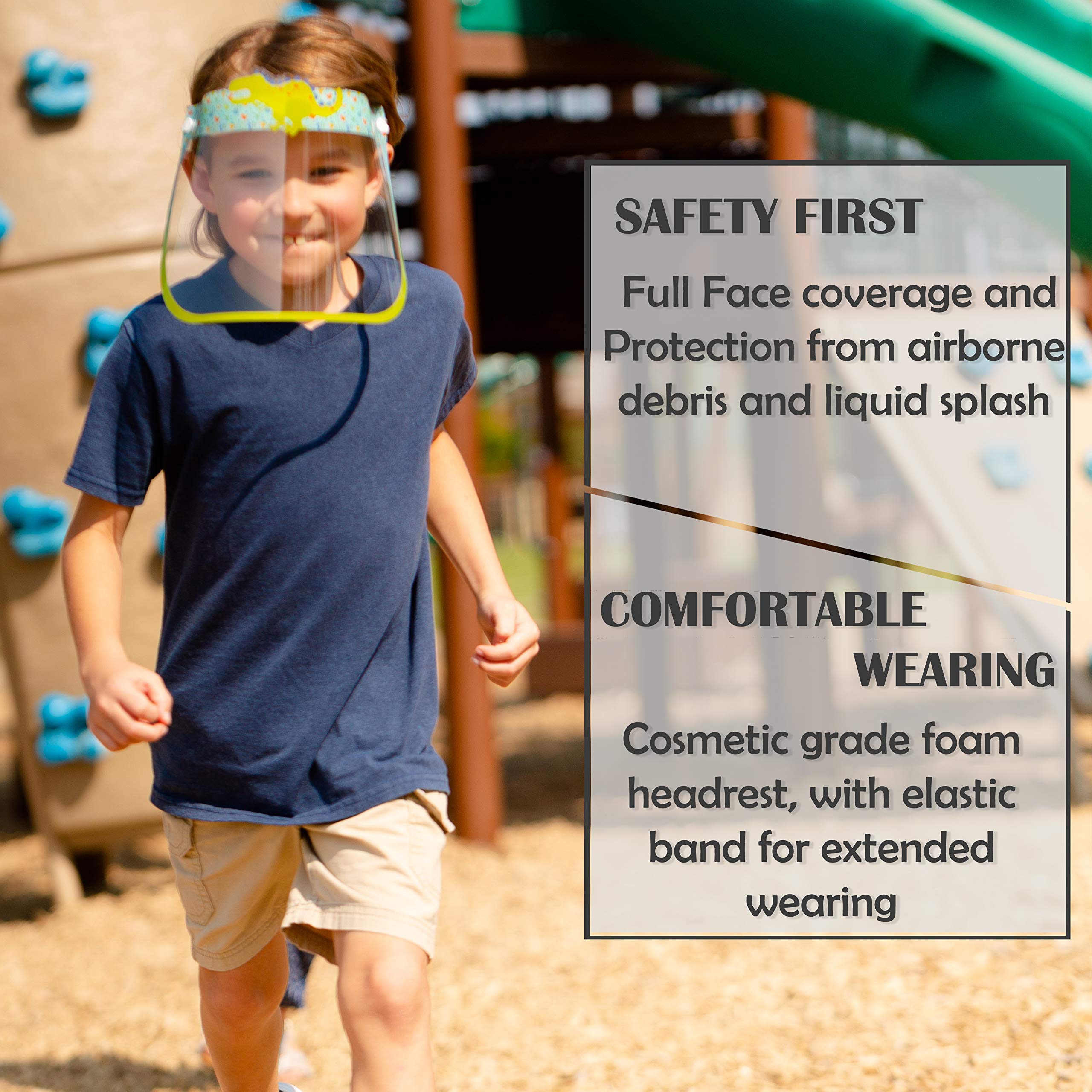 CRADLE PLUS PREGNANCY BABY & TODDLERS Kids Face Shield Anti Fog I 4 PACK DINOSAUR Shields for Kids Reusable Masks