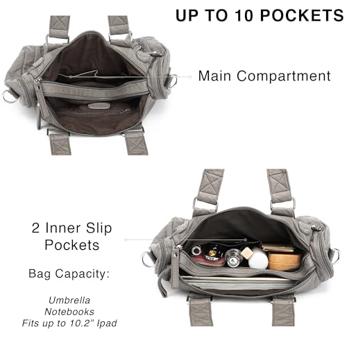 Scarleton Purses for Women Large Hobo Bags Satchel Handbags for Women Top Handle Shoulder Bag Tote Vegan Leather, H148524, Grey