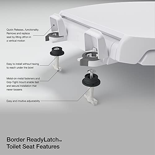 Kohler K24495-A-96 Border Elongated Closed-Front Toilet Seat with Soft Close and Quick Release Biscuit