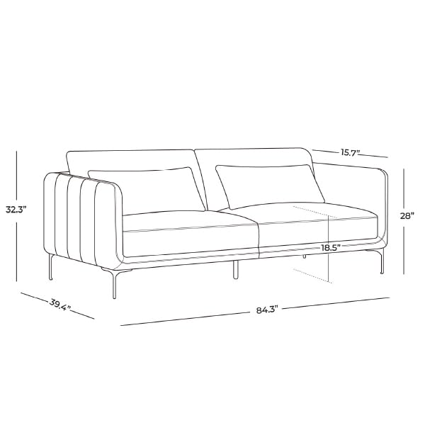 KISLOT 84 Inch Velvet Sofa Upholstered Modern Couch 3-Seat for Living Room, 85'', Ochre Brown