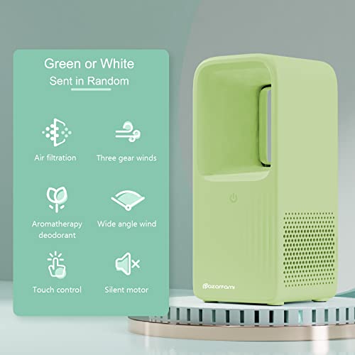 Pazarfami Desk Fan, Portable Bladeless Fan for Bedroom, Office Table, Small USB Personal Fan with Aromatherapy Supply, Breeze Quiet Fan with Touch Control 3 Gear Gentle Wind(Green or White)