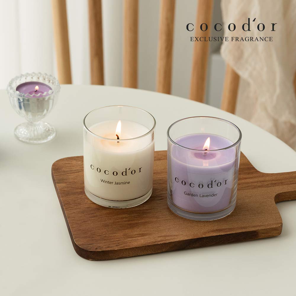 COCODOR Premium Jar Scented Candles/Garden Lavender / 3 Pack / 30-40 Hour Extended Burn Time/Holiday Decoration, Home Deco, Interior, Aromatherapy, Fragrance, Mother's Day