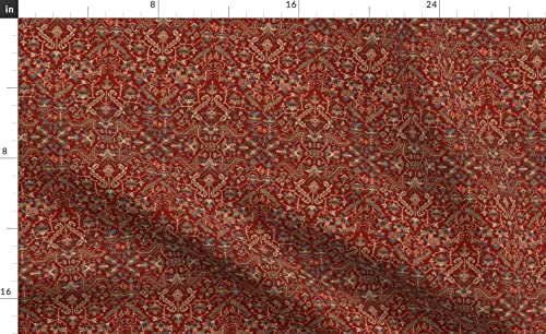 Spoonflower Square Throw Pillow, 18", Linen Cotton Canvas - Red Persian Black Oriental Library Traditional Print Throw Pillow Cover w/Insert