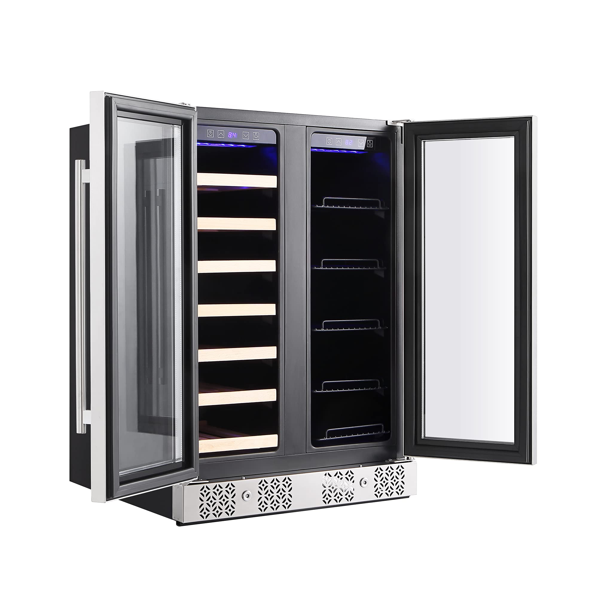 Empava Beverage Refrigerator Cooler 78 Cans and 20 Bottles Freestanding Dual Zone Fridge Cellar for Wine Soda Beer in Stainless Steel, 24 Inch