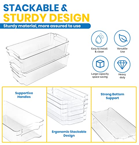 Utopia Home Pantry and Fridge Organizers, Pack of 16 β BPA Free Clear Plastic Storage Bins for Freezers, Kitchen Countertops and Cabinets