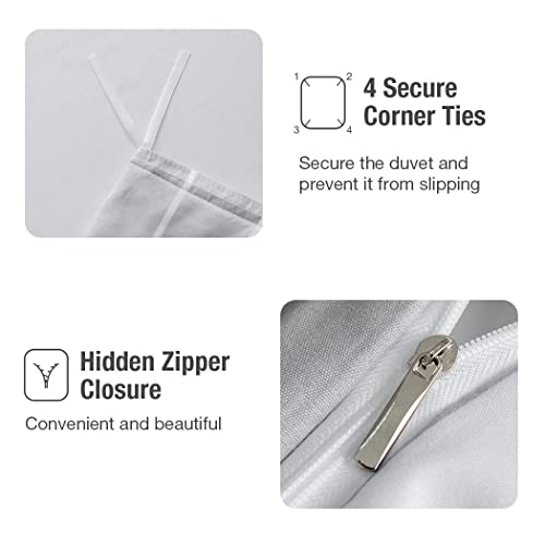 Lekesky Grey Duvet Cover Queen Size, Comforter Covers Queen 3pc Soft 100% Washed Microfiber Breathable Bedding Duvet Cover Set with Zipper Ties (1 Comforter Cover 90x90 +2 Pillow Cases)