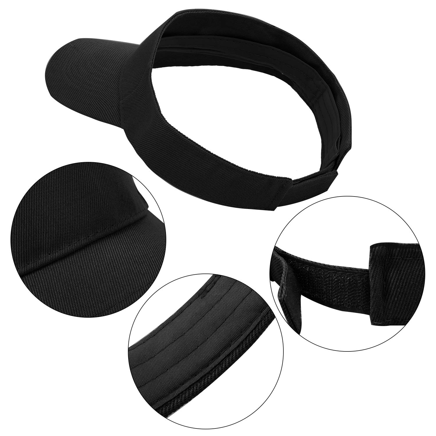 Cooraby Sports Sun Visor Hats Adjustable Sun Visor Caps for Women and Men Black, Navy