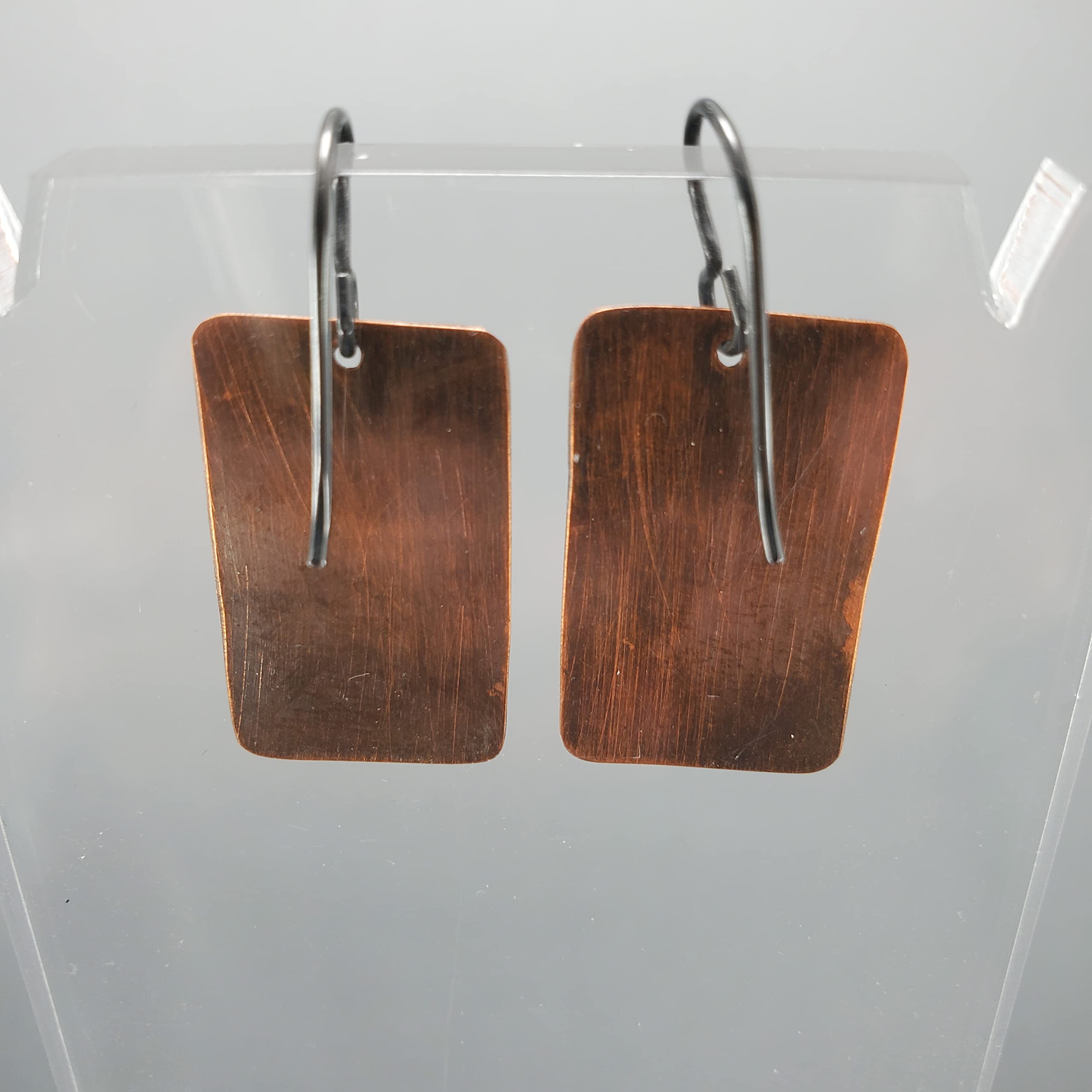 Celestial Moon Earrings Moon Beam Earrings Tarot Card Moon Earrings Silver Moon Earrings Etched Recycled Copper