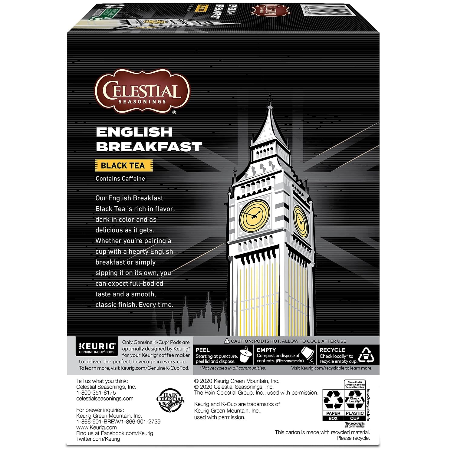 Celestial Seasonings English Breakfast Black Tea, Single-Serve Keurig K-Cup Pods, 24 Count