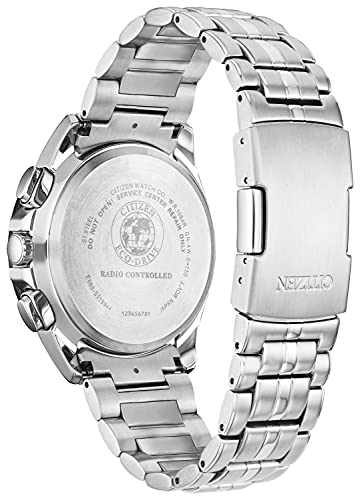 Citizen Men's Eco-Drive Sport Luxury Atomic Time Keeping Chronograph Watch Stainless Steel, White Dial (Model: CB5874-57A)
