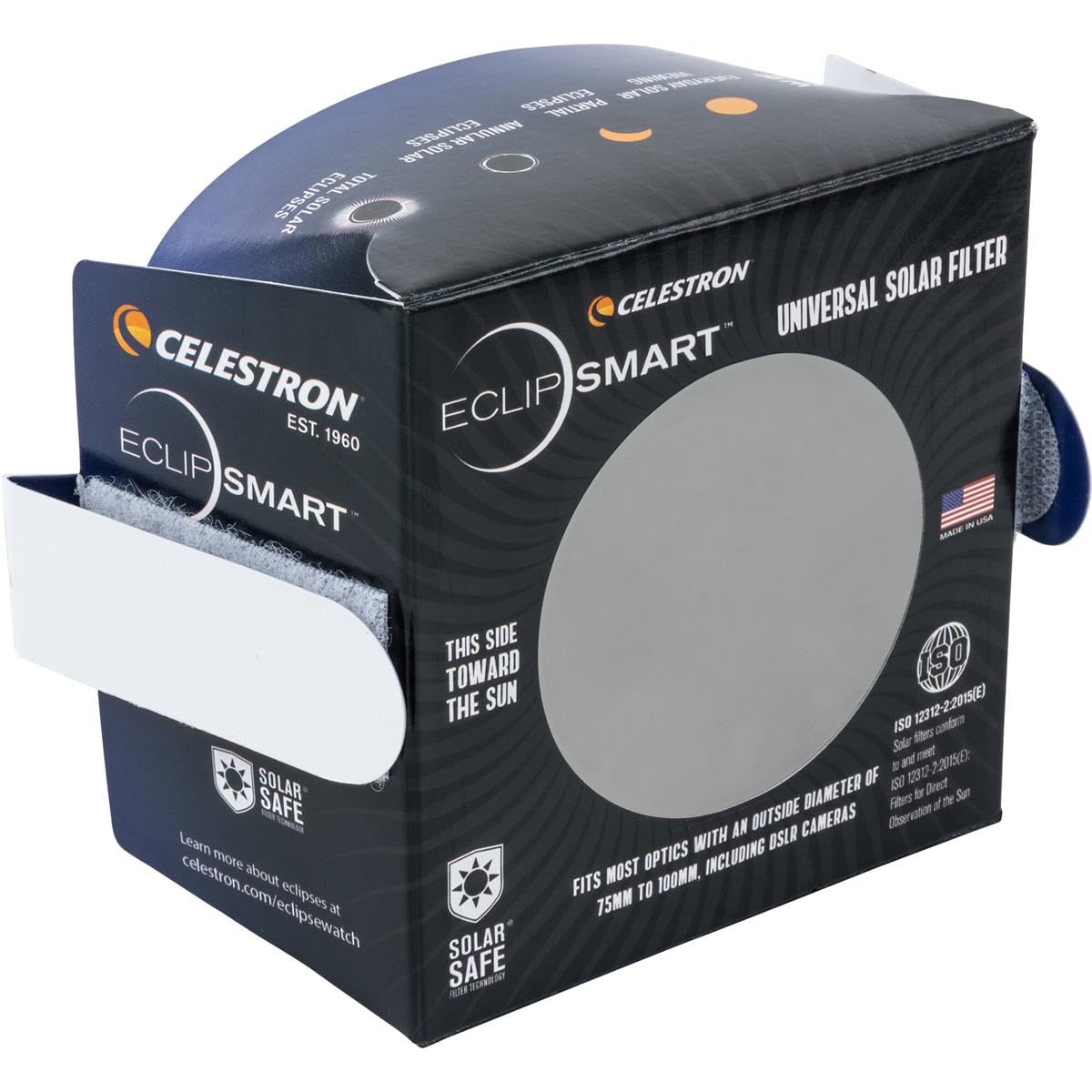 Celestron β EclipSmart Safe Solar Eclipse Telescope and Camera Filter β Meets ISO 12312-2:2015(E) Standards β Works with Your Telescope, Spotting Scope, or DSLR Camera β Observe + Photograph Eclipses